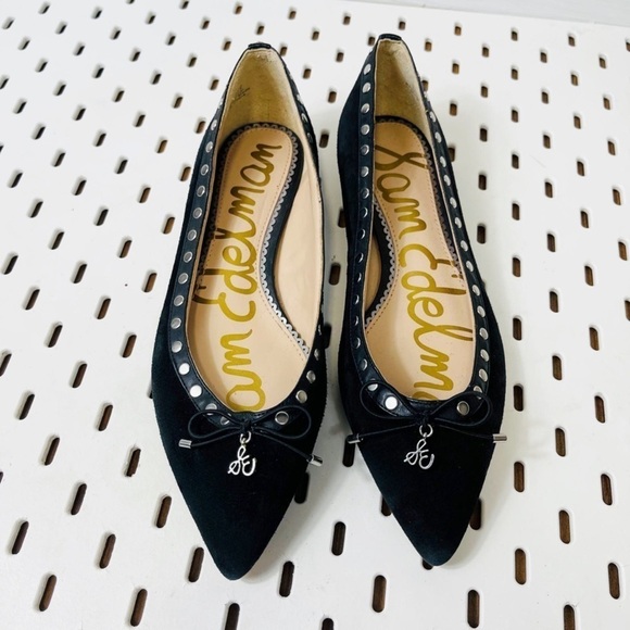 Sam Edelman | Shoes | Sam Edelman Ralf Black Suede Studded Pointed Toe Ballet Flats Size 65 ...